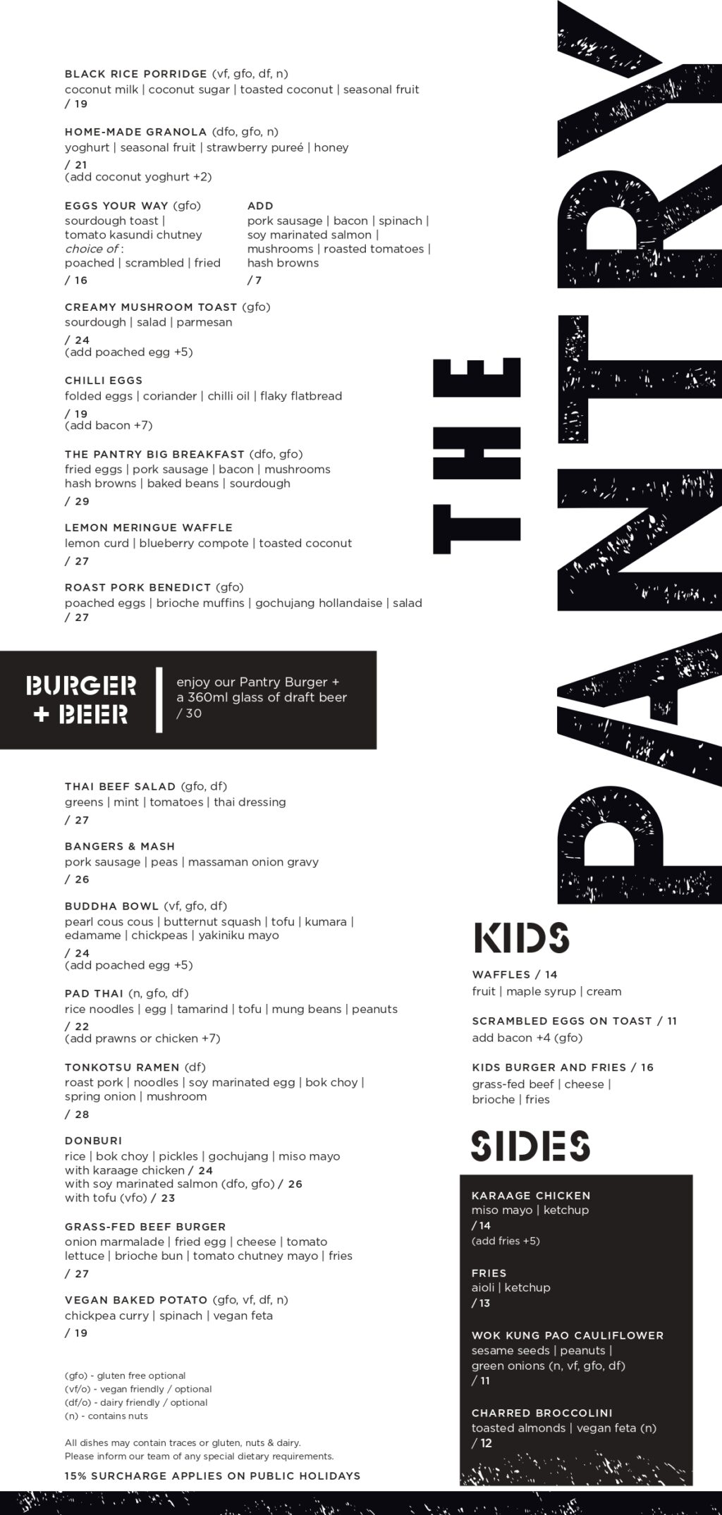 Menu - Hyatt Pantry Restaurant - Wynyard Quarter, Auckland - Coffee ...